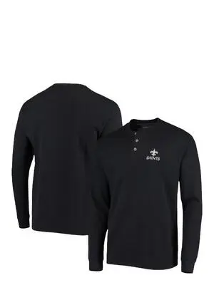 DUNBROOKE New Orleans Saints Logo Maverick Thermal Henley Long Sleeve T-shirt - Black