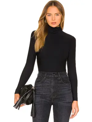 Commando Butter Long Sleeve Cropped Turtleneck - Black