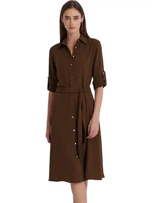 Ralph Lauren Ralph Lauren Fit-and-Flare Shirtdress Brown Birch