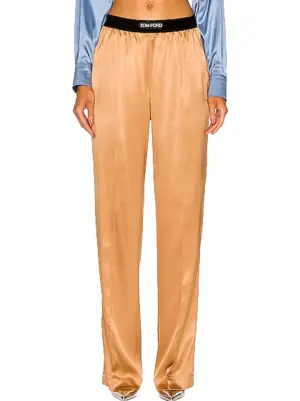 TOM FORD Metallic Silk Pajama Pant Bronze