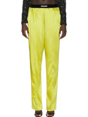 TOM FORD Metallic Silk Pajama Pant Charteuse Citrine