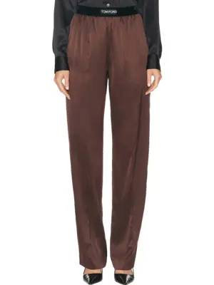 TOM FORD Metallic Silk Pajama Pant Dark Brown