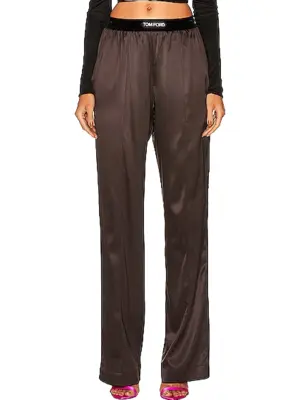 TOM FORD Metallic Silk Pajama Pant Dark Chocolate