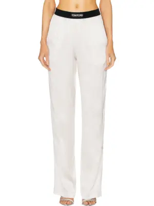 TOM FORD Metallic Silk Pajama Pant Platinum