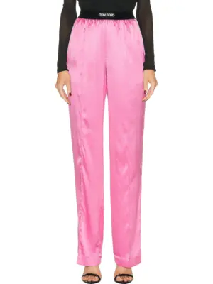 TOM FORD Metallic Silk Pajama Pant Rose Bloom
