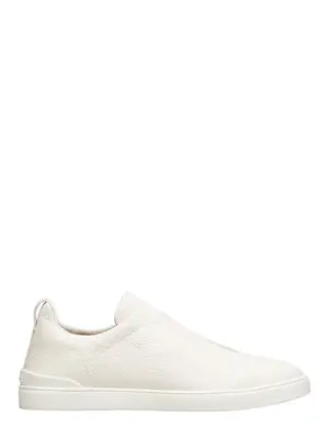 Zegna ZEGNA Triple Stitch Deerskin Leather Sneakers 105 Nat Sld