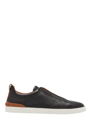 Zegna ZEGNA Triple Stitch Deerskin Sneakers Black Vicuna