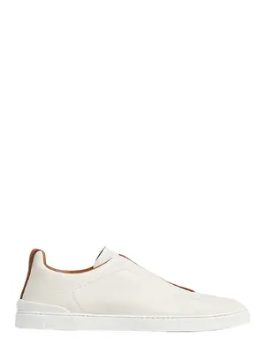 Zegna ZEGNA Triple Stitch Deerskin Sneakers Off White Vicuna
