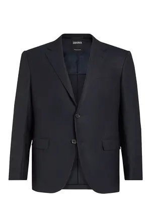 Zegna Solid Trofeo Wool Regular-fit Blazer Jacket - Navy Blue