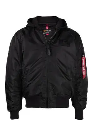 Alpha Industries Logo Print Bomber Jacket - Black