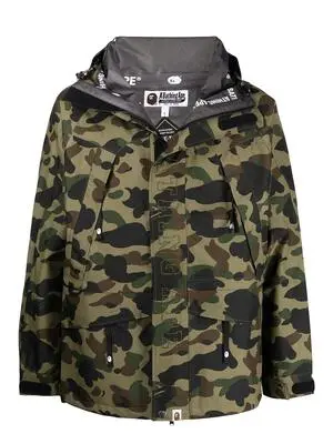 A BATHING APE Camouflage-print Hooded Zip-up Jacket - Green