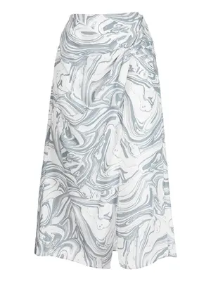 Simkhai Izabella Marble-print Midi Skirt - Blue