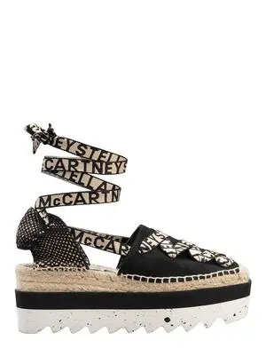 Stella McCartney Gaia Organic Canvas Espadrille Sandals Deep Black