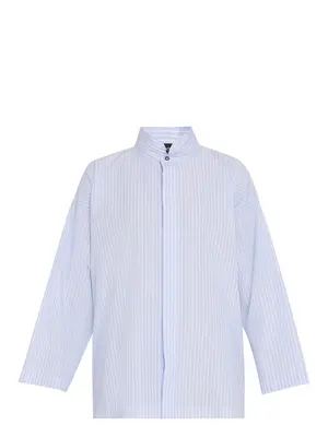 Eskandar Eskandar Slim A-Line Shirt With Stepped Insert Bluewash