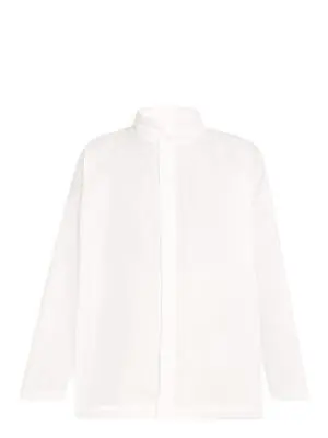 Eskandar Slim A-line Shirt With Stepped Insert - White