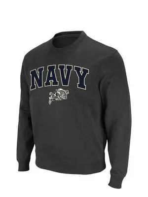 COLOSSEUM Navy Midshipmen Arch & Logo Crew Neck Sweatshirt - Charcoal