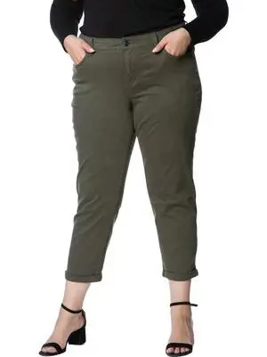 SLINK JEANS High-waisted Boyfriend Jeans - Bronze Green