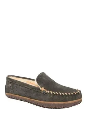 Minnetonka Terese Genuine Shearling Loafer - Charcoal Black