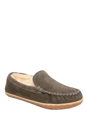 Minnetonka Minnetonka Terese Genuine Shearling Loafer Charcoal