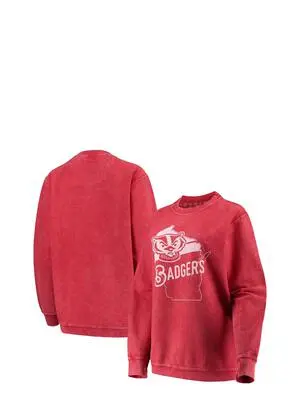PRESSBOX Wisconsin Badgers Corduroy Crewneck Sweatshirt - Red