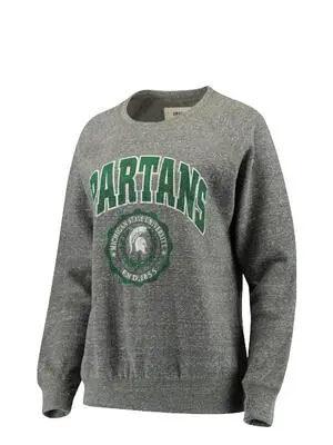 PRESSBOX Michigan State Spartans Heathered Gray Vintage Pullover Sweatshirt - Heather Gray
