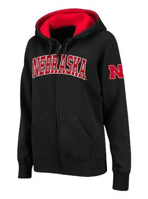 COLOSSEUM Stadium Athletic Nebraska Huskers Arched Name Full-zip Hoodie - Black
