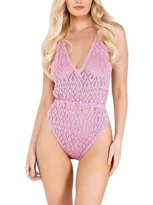 ROMA CONFIDENTIAL Pointelle Bodysuit - Pink