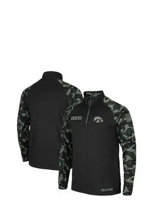COLOSSEUM Iowa Hawkeyes Oht Military Appreciation Raglan Quarter-zip Jacket - Black