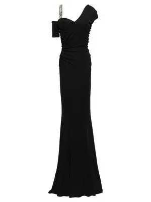 Roberto Cavalli Cold Shoulder Embellished Stretch-jersey Gown - Black