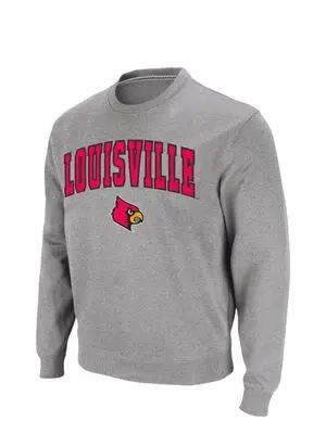 COLOSSEUM Louisville Cardinals Arch & Logo Crew Neck Sweatshirt - Heather Gray