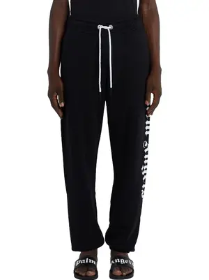 Palm Angels Side Logo Cotton Joggers - Black White