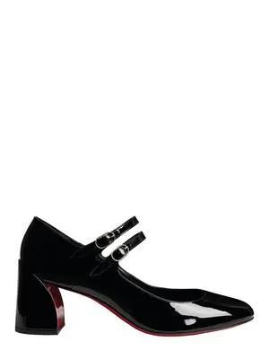 CHRISTIAN LOUBOUTIN Miss Jane 55 Patent Leather Mary Janes - Black