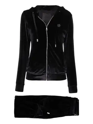 Philipp Plein Logo-embellished Velvet Tracksuit - Black