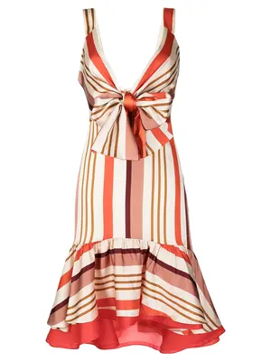 Silvia Tcherassi Arbore Striped Midi Dress - Orange