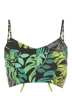 AMIR SLAMA Tropical Print Cropped Top - Green