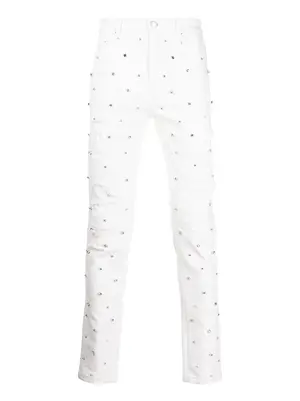 GOD'S MASTERFUL CHILDREN Apocalypse Cubic Zirconia Jeans - White