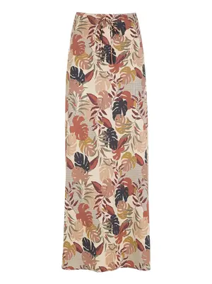 AMIR SLAMA Palm Leaf Print Maxi Skirt - Neutrals