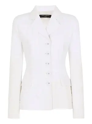 Dolce & Gabbana Lace-patchwork Single-breasted Blazer - White