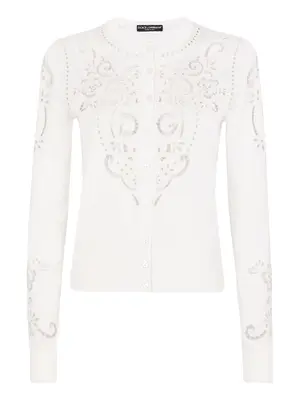 DOLCE & GABBANA Dolce & Gabbana Openwork-Embroidery Silk Cardigan