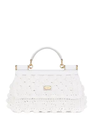 Dolce & Gabbana Small Sicily Raffia Top-handle Bag - White