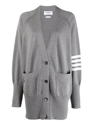 Thom Browne 4-bar Knitted Cardigan - Grey