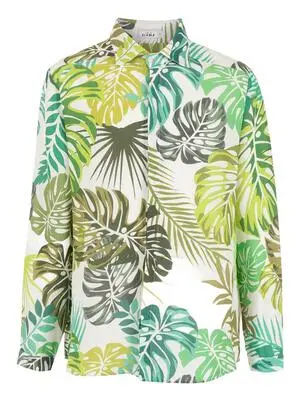 AMIR SLAMA Leaf Print Shirt - White