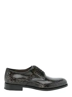 FERRAGAMO Gancini Print Derby Shoes - Black