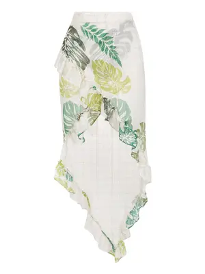 AMIR SLAMA Palm Leaf Print Skirt - Neutrals