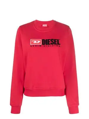 DIESEL® Embroidered Logo Crew Neck Sweatshirt - Red