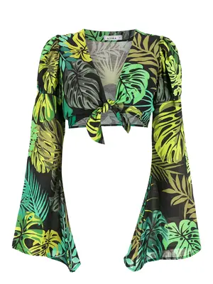 AMIR SLAMA Tropical Print Blouse - Green