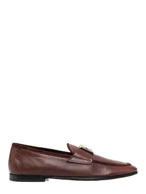 Dolce & Gabbana Interlocking Dg-plaque Loafers - Brown