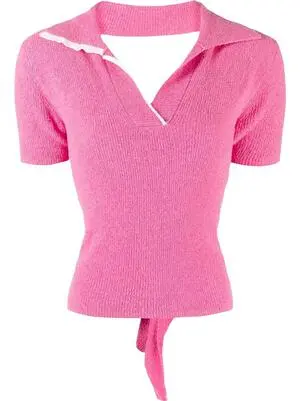 JACQUEMUS Open-back Knitted Polo Top