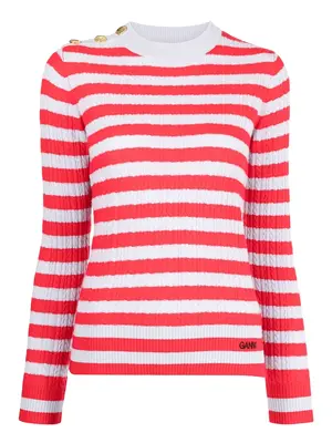GANNI GANNI Striped Cable Knit Jumper