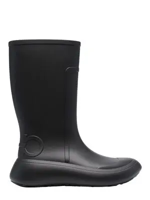FERRAGAMO Gancini Debossed Rain Boots - Black